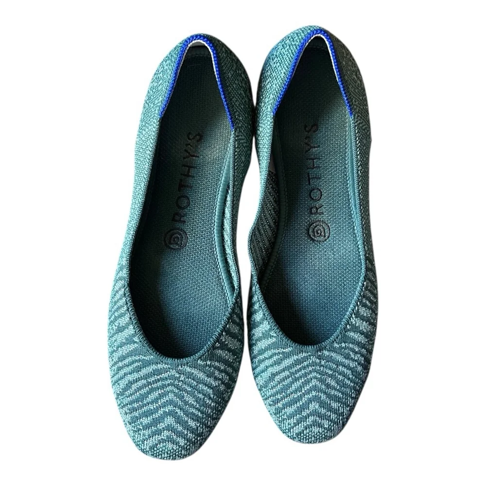 Rothy’s | Shoes | Rothys The Square Flats Metallic Mirage Zebra Green ...